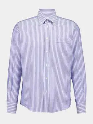 Valentino Garavani Vlogo Embroidered Cotton Shirt - Blue