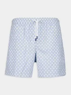 Fedeli Madeira Sakar Stamp Woven Swim Shorts - Blue