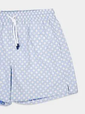 Fedeli Madeira Sakar Stamp Woven Swim Shorts - Blue