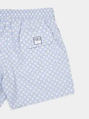 Fedeli Madeira Sakar Stamp Woven Swim Shorts - Blue