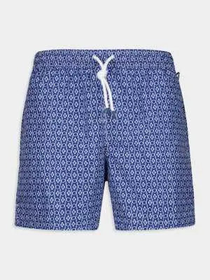 Fedeli Madeira Vintage Pattern Sustainable Swim Trunk - Blue