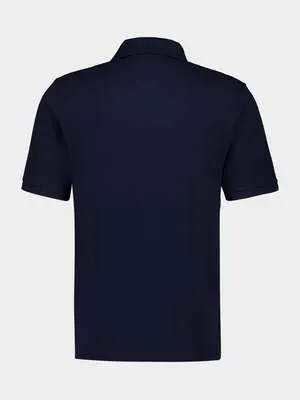 Saint Laurent Marine Cassandre Polo Shirt In Piqu - Blue