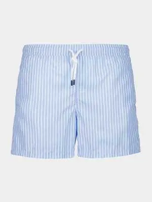Fedeli Madeira Striped Swim Trunks - Blue