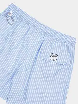 Fedeli Madeira Striped Swim Trunks - Blue