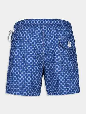 Fedeli Madeira Flower Pattern Swim Trunk - Blue