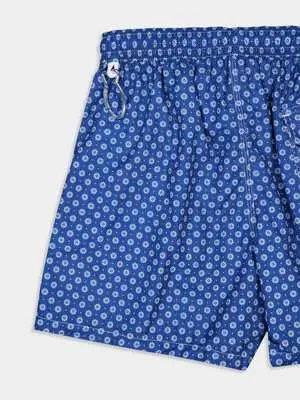 Fedeli Madeira Flower Pattern Swim Trunk - Blue