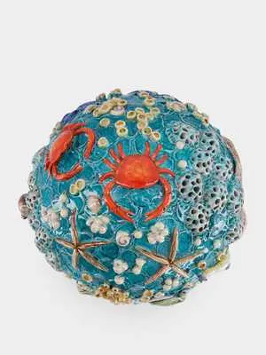 CERAMICA ND DOLFI Decorative Sea Life Ceramic Sphere - Blue