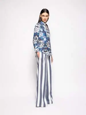 PAULA Hand-woven Striped Wide-leg Pants