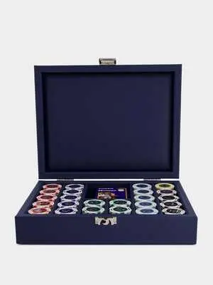 Hector Saxe Paris Bleu De France Leather Poker Set - Blue