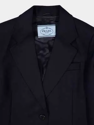 Prada Virgin Wool Single-breasted Blazer - Blue