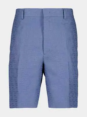 Fendi Ff Jacquard Linen Bermuda Shorts