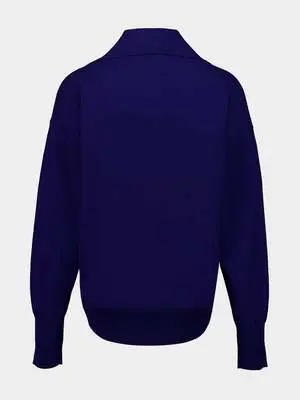 TOM FORD Bright Navy Long Sleeve Cashmere Polo - Blue