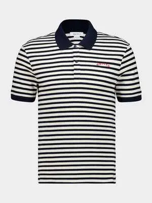 Alexander McQueen Ivory And Navy Striped Polo Shirt - Blue