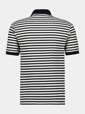 Alexander McQueen Ivory And Navy Striped Polo Shirt - Blue