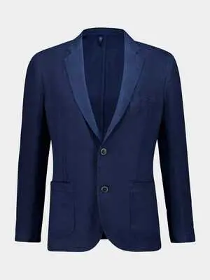 120% Lino Navy Linen Blazer