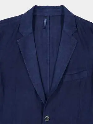 120% Lino Navy Linen Blazer