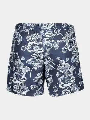 Commas Peony Print Swim Shorts - Blue