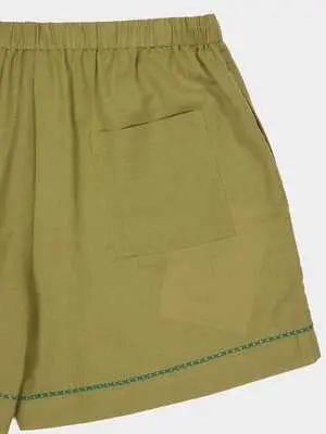 BAZISZT Floral Embroidered Cotton Shorts