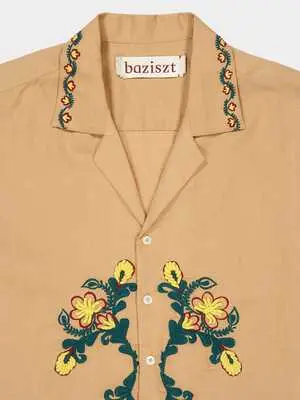 BAZISZT Taupe Nali Shirt - Brown