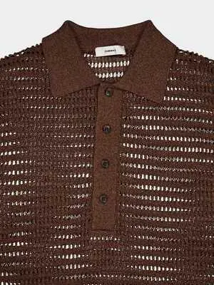 Commas Open-knit Chocolate Polo