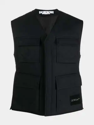 Off-White Utility Wave Tag Padded Vest - Black