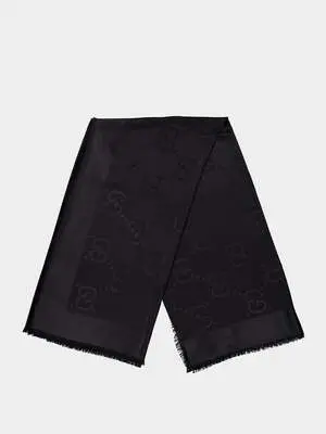 Gucci Gg Jacquard Silk-wool Shawl - Black