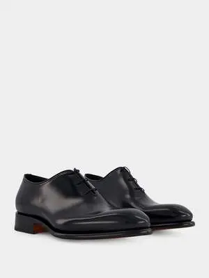 Santoni Polished Leather Oxford Shoes - Black