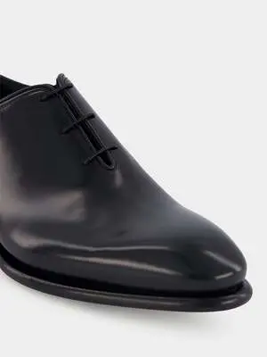Santoni Polished Leather Oxford Shoes - Black