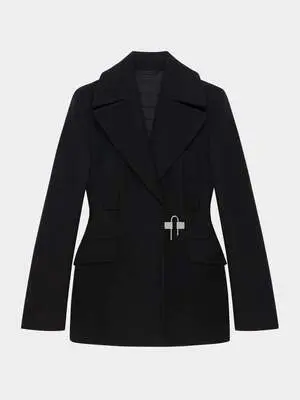 Givenchy U-lock Buckle Quilted Wool Pea Coat