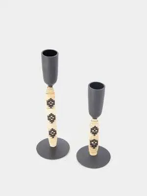 Madam Stoltz Set Of Two Iron Candle Holders