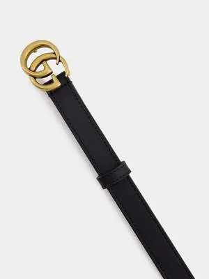Gucci Leather Belt With Double G Buckle - Black