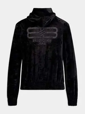 Balenciaga Bb Paris Strass Fitted Zip-up Hoodie