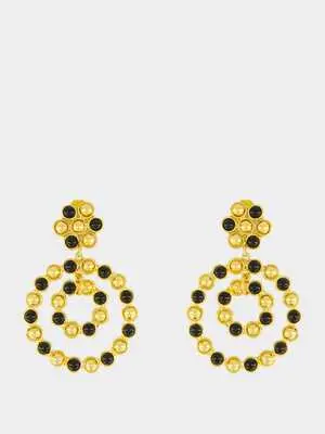 Sylvia Toledano Happy Flower Earrings With Black Onyx - Gold