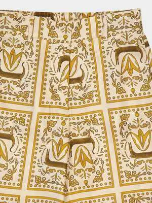 PAULA Sonia Crocoprint Printed Silk Twill Pants - Cream