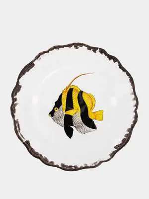 LES-OTTOMANS La Menagerie D'ete Fish Dinner Plate - Black