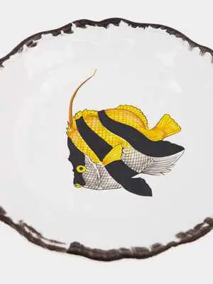 LES-OTTOMANS La Menagerie D'ete Fish Dinner Plate - Black