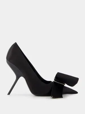 FERRAGAMO Erica Bow-detailed Satin Pumps - Black