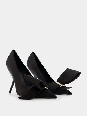 FERRAGAMO Erica Bow-detailed Satin Pumps