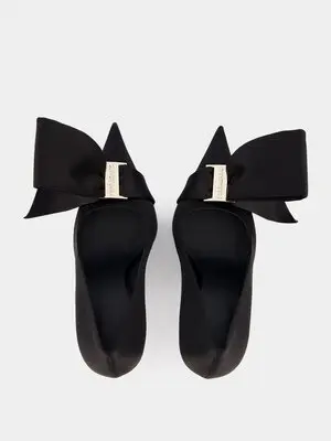 FERRAGAMO Erica Bow-detailed Satin Pumps