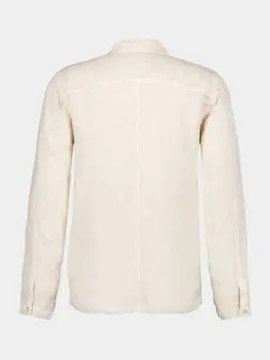 120% Lino Safari Soft Fade Linen Shirt With Pockets - Cream