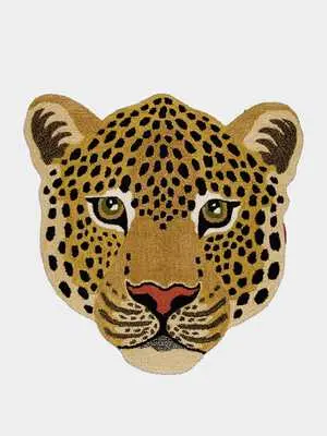 DOING GOODS Himani Leopard Head Rug - Black