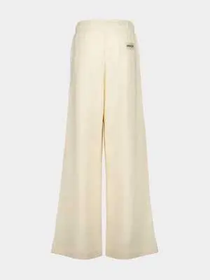 Moncler Cotton Fleece Wide-leg Track Pants - Cream