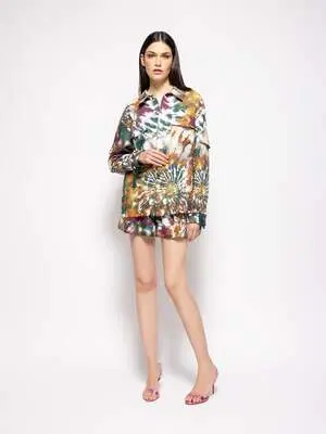 PAULA Ocotillo Printed Hand-beaded Embellished Linen Overshirt - Cream