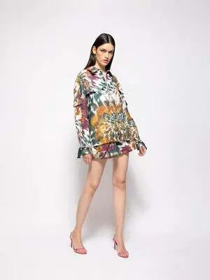 PAULA Ocotillo Printed Hand-beaded Embellished Linen Overshirt - Cream