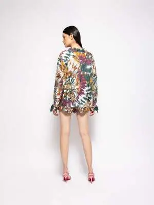 PAULA Ocotillo Printed Hand-beaded Embellished Linen Overshirt - Cream