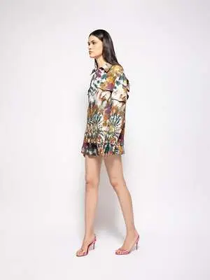 PAULA Ocotillo Printed Hand-beaded Embellished Linen Overshirt - Cream