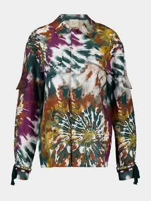 PAULA Ocotillo Printed Hand-beaded Embellished Linen Overshirt - Cream