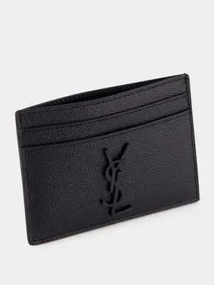 Saint Laurent Logo Plaque Leather Card Holder