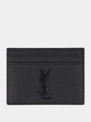 Saint Laurent Logo Plaque Leather Card Holder