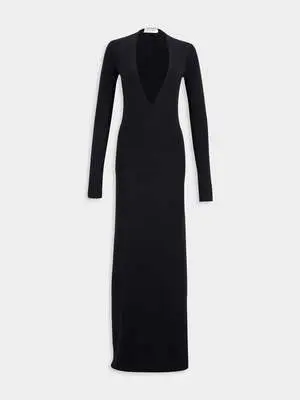 Saint Laurent Plunge Maxi Dress - Black